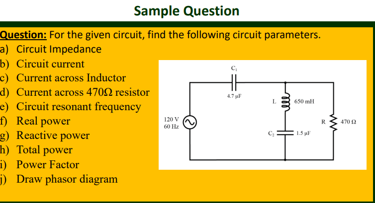 Solved Sample Question Question: For the given circuit, find | Chegg.com