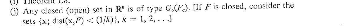 Solved (j) Any closed (open) set in Rn is of type Go(Fσ). | Chegg.com