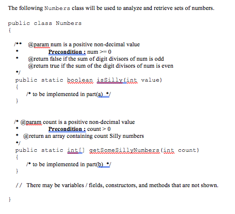 Solved The following Numbers class will be used to analyze | Chegg.com