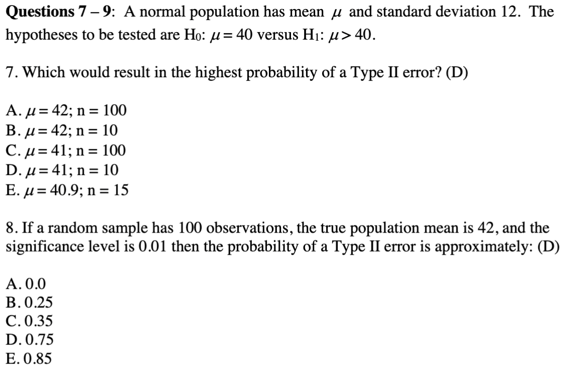 Solved Questions 7-9: A normal population has mean μ ﻿and | Chegg.com