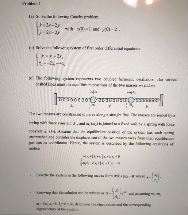 Solved Problem 1 (a) Solve the following Cauchy problem | Chegg.com