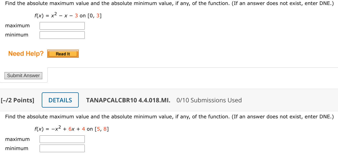 Solved Find the absolute maximum value and the absolute | Chegg.com