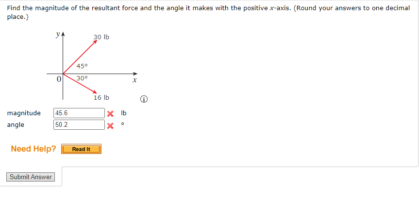 Solved Find The Magnitude Of The Resultant Force And The