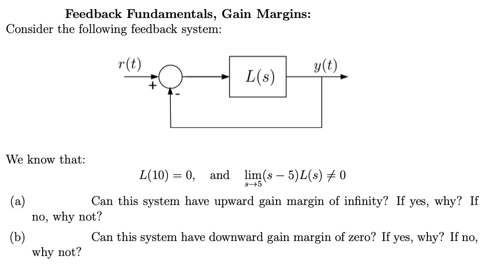 Solved Principles of Feedback Control: *** THUMBS UP FOR | Chegg.com