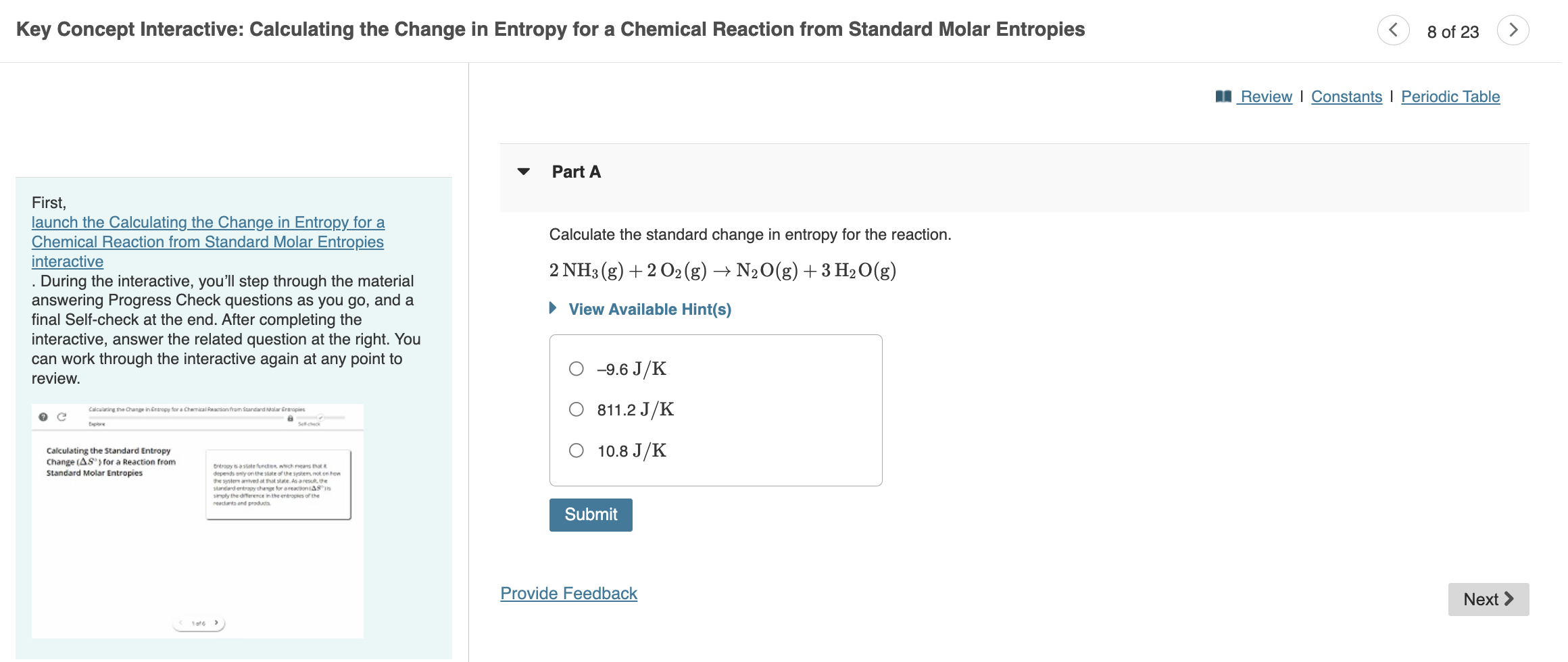Solved First, launch the Calculating the Change in Entropy | Chegg.com