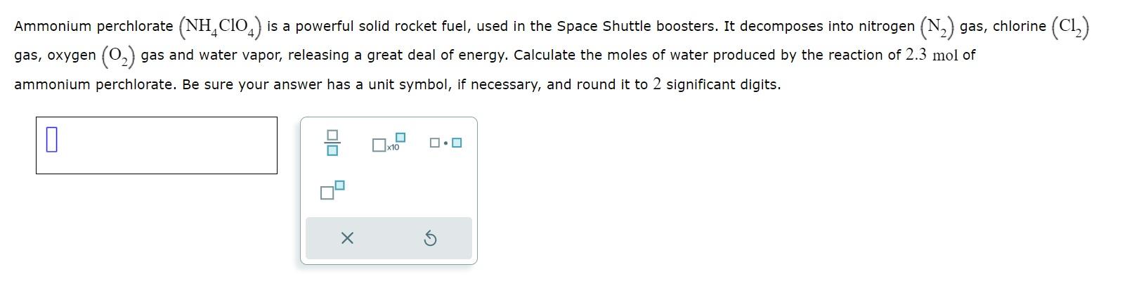 Solved Ammonium perchlorate (NH4ClO4) is a powerful solid | Chegg.com