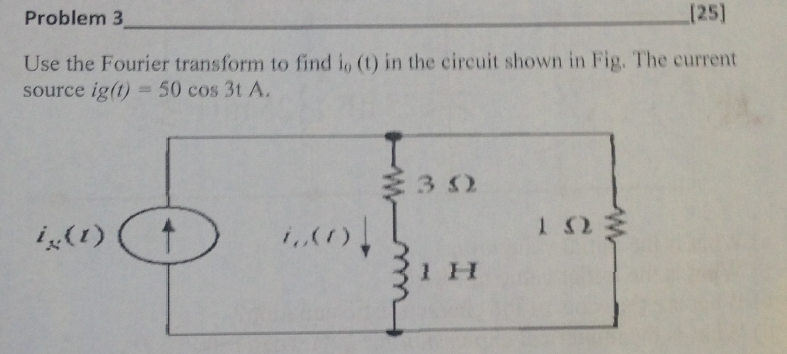 Solved 125) Problem3 Use the Fourier transform to find io | Chegg.com
