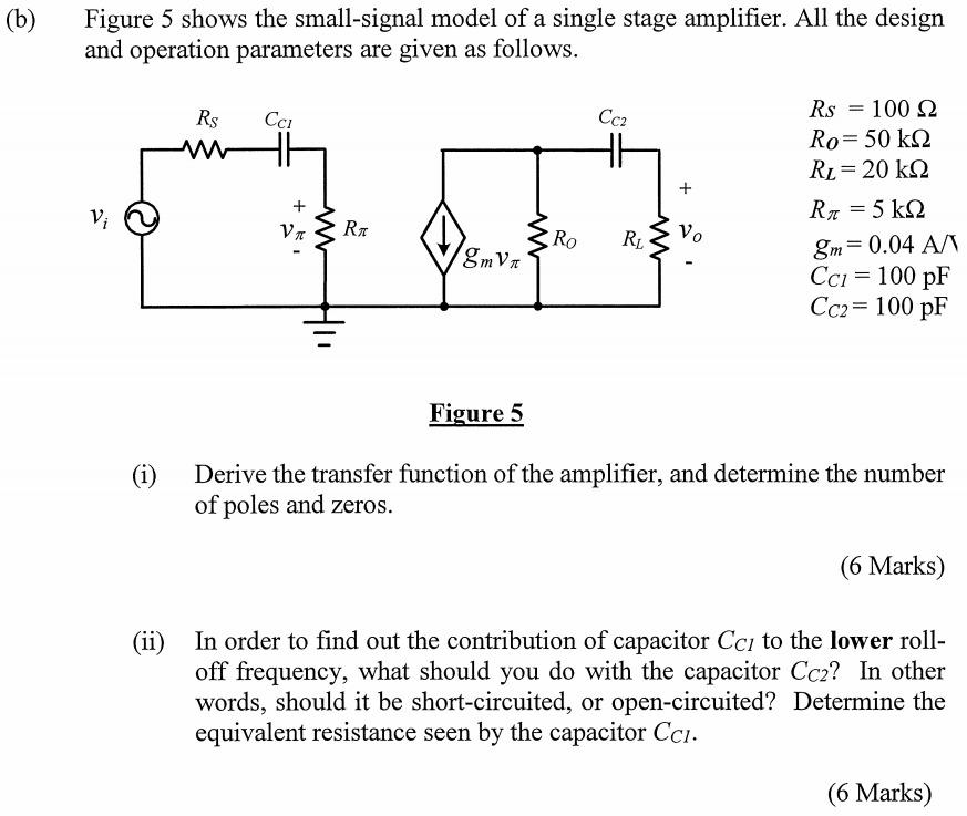 Solved (b) Figure 5 shows the small-signal model of a single | Chegg.com