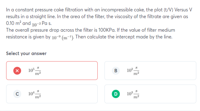 Solved In a constant pressure cake filtration with an | Chegg.com