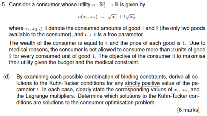 Solved 5. Consider a consumer whose utility u: R$ + Ris | Chegg.com