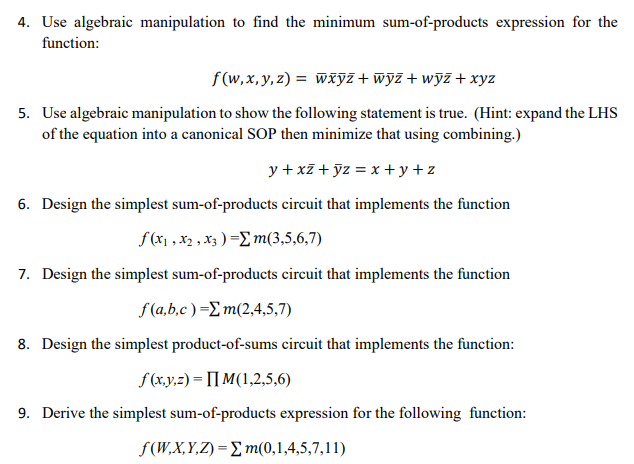 Solved 4 Use Algebraic Manipulation To Find The Minimum 0368