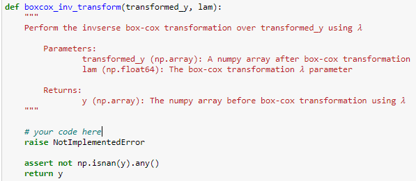 Solved Write a function boxcox_inv_transform that takes a | Chegg.com