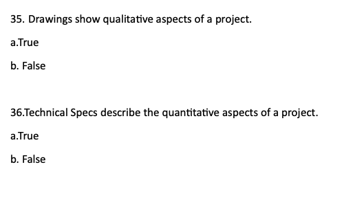 Solved 35. Drawings show qualitative aspects of a project. | Chegg.com