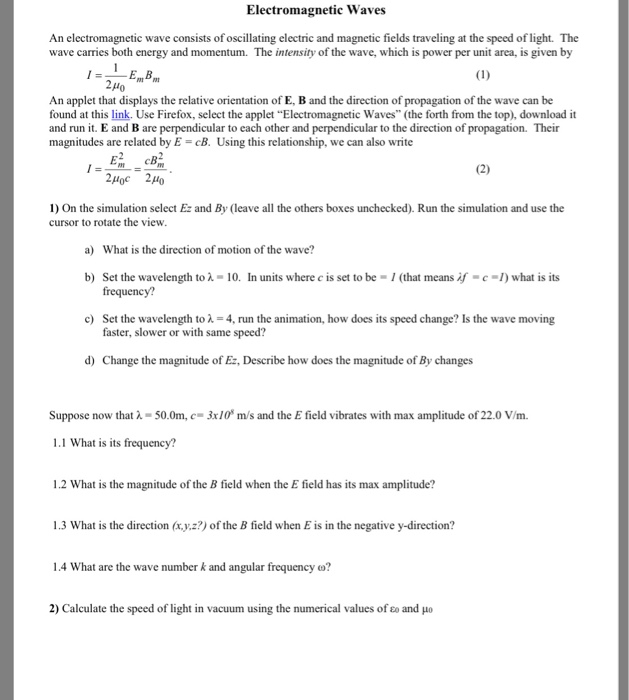 Electromagnetic Waves An electromagnetic wave | Chegg.com