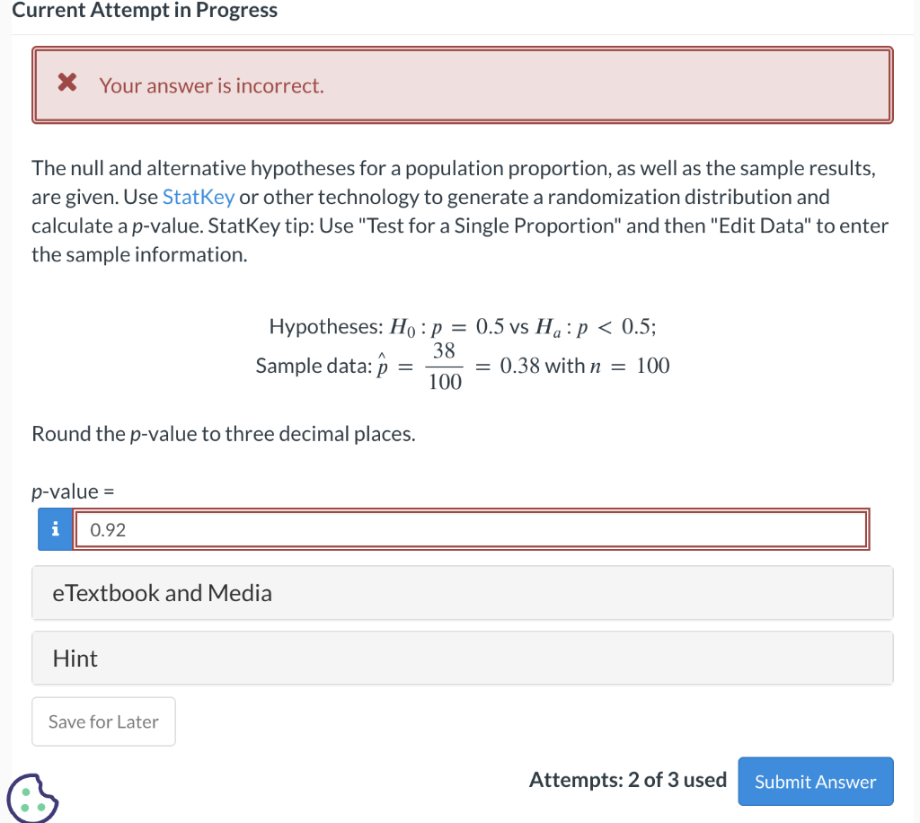 Solved The null and alternative hypotheses for a population | Chegg.com