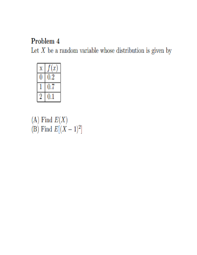 Solved Problem 4 Let X Be A Random Variable Whose 0748