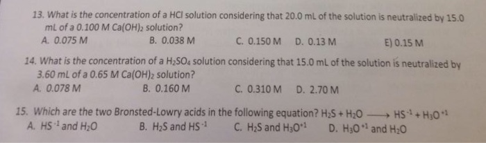 Solved 13. What is the concentration of a HCI solution | Chegg.com