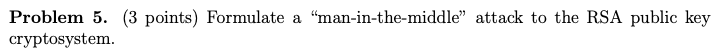 Solved Problem 5. (3 points) Formulate a "man-in-the-middle" | Chegg.com
