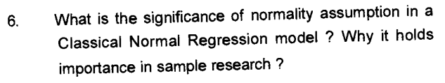 Solved What is the significance of normality assumption in a | Chegg.com