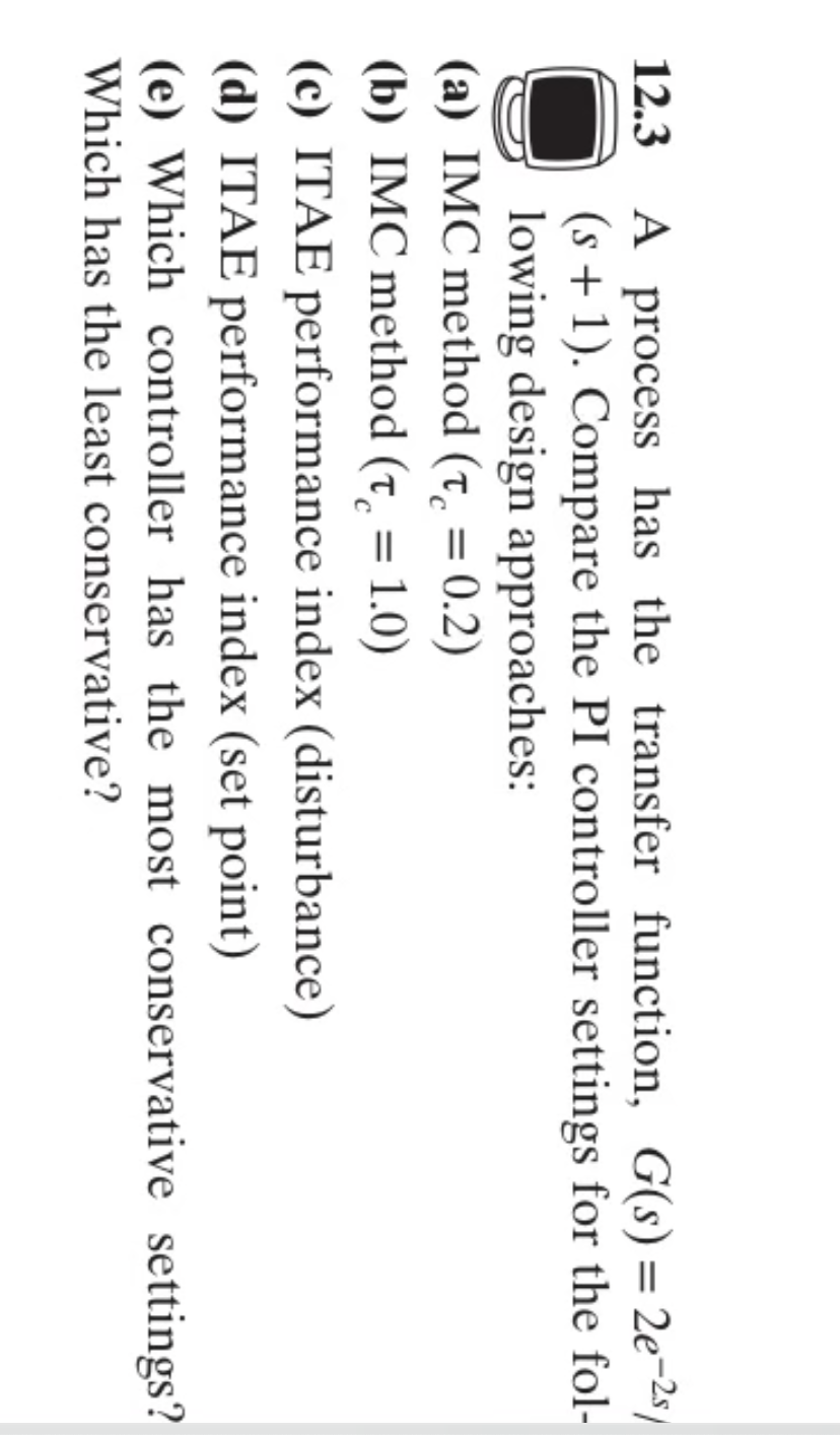 Solved 12.3 A process has the transfer function, G(s)=2e−2s, | Chegg.com