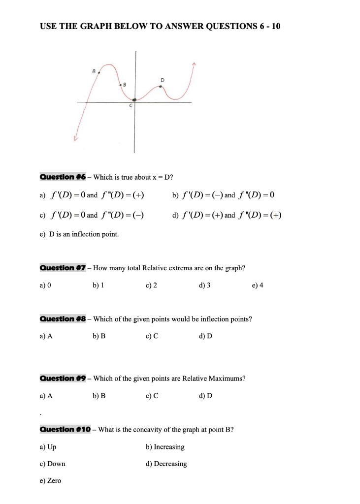 Solved USE THE GRAPH BELOW TO ANSWER QUESTIONS 6 - 10 .B | Chegg.com