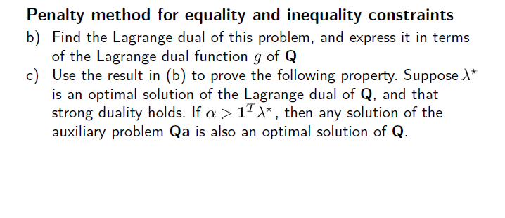 Penalty method for equality and inequality | Chegg.com