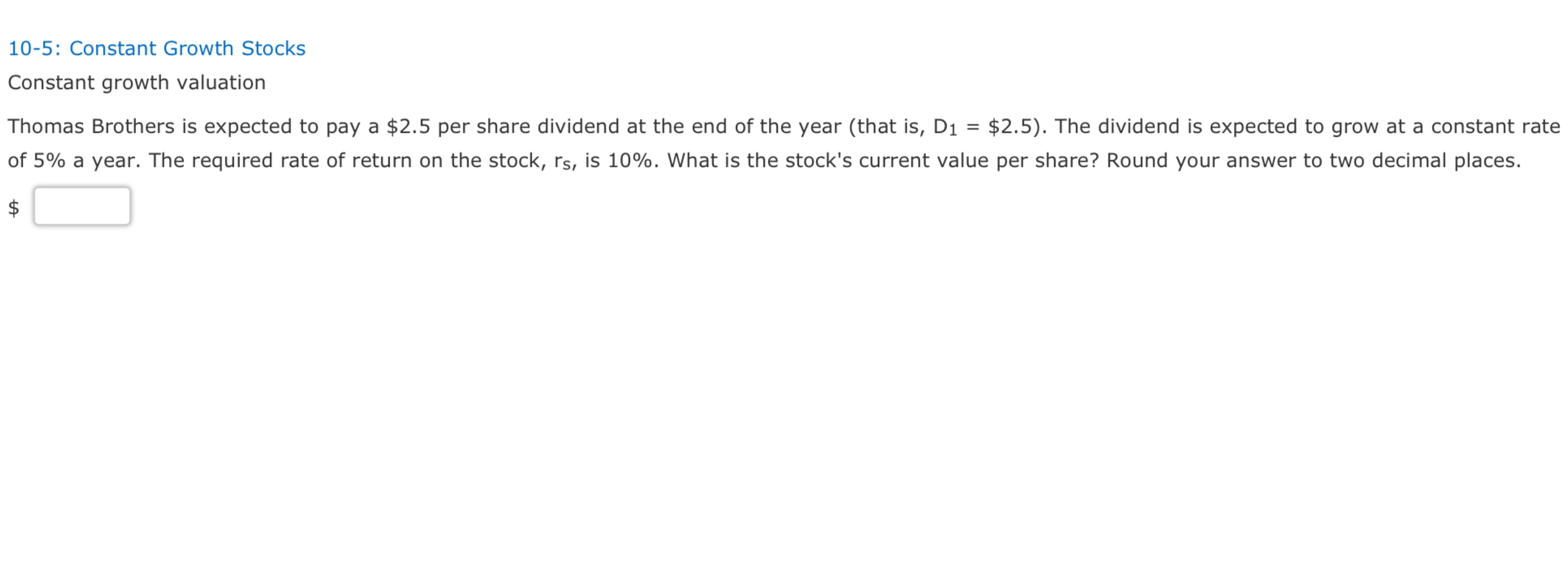 Solved 10-5: Constant Growth StocksConstant growth | Chegg.com