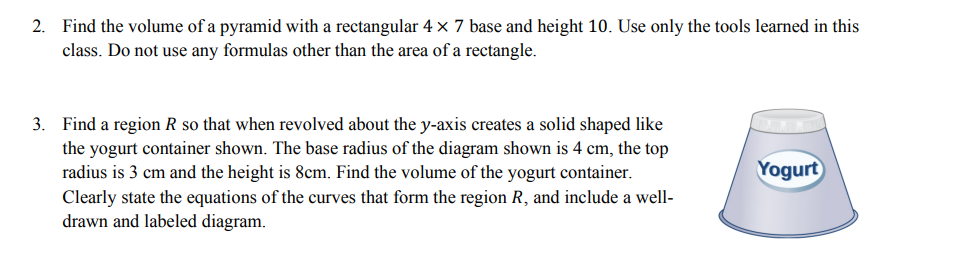 Solved 2. Find the volume of a pyramid with a rectangular | Chegg.com