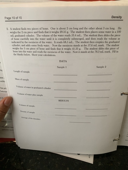 Solved Density PRELAB QUESTIONS 1. A student weighs a clean, | Chegg.com