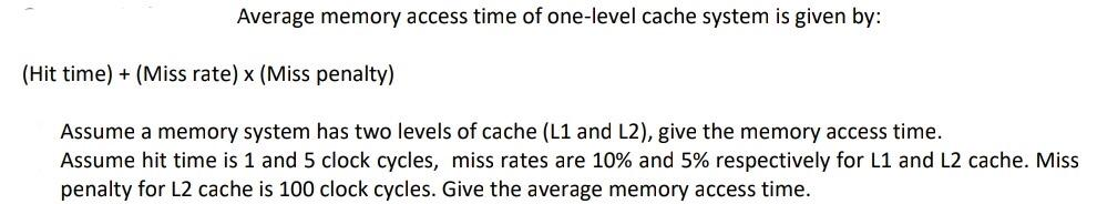 Solved Average memory access time of one-level cache system | Chegg.com