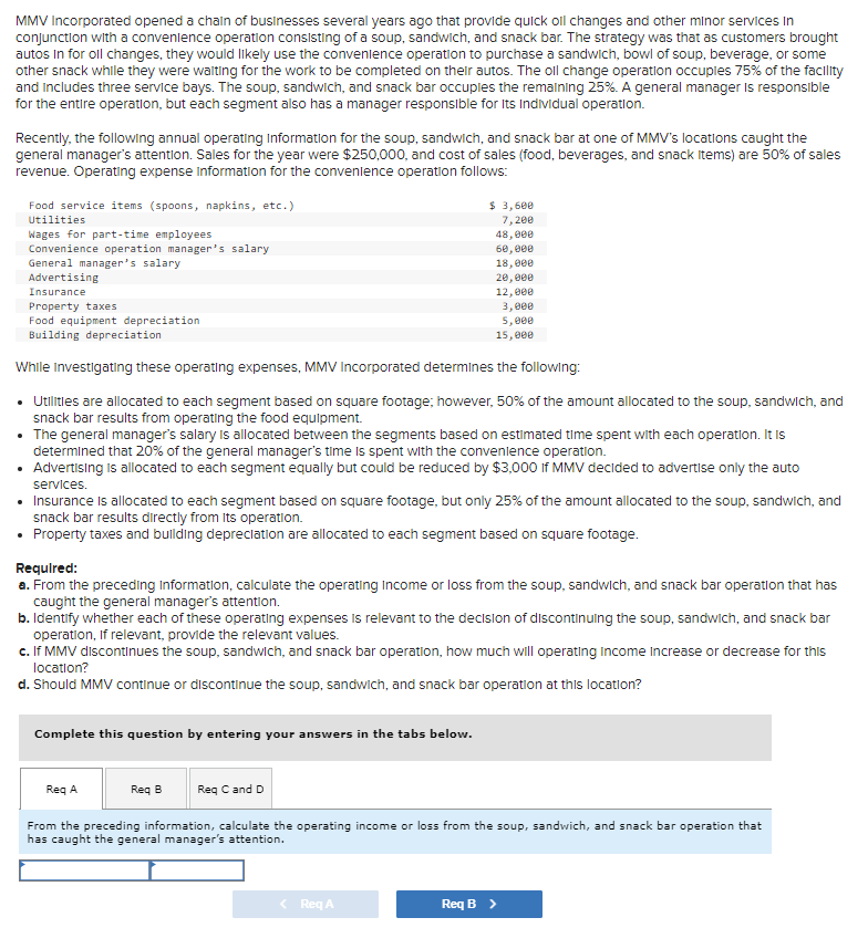 Solved MMV Incorporated opened a chain of businesses several | Chegg.com