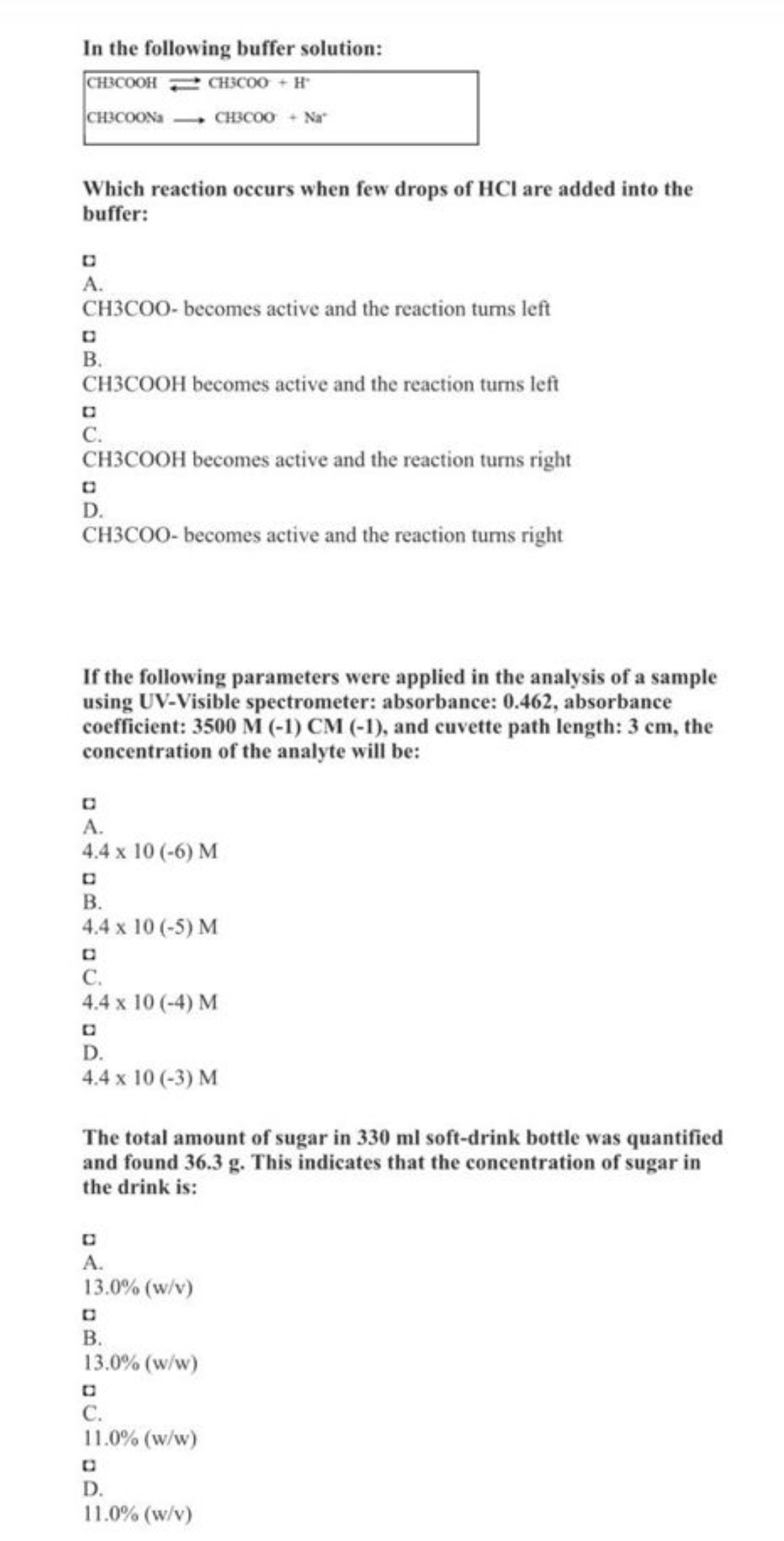 Solved In the following buffer solution: Which reaction | Chegg.com