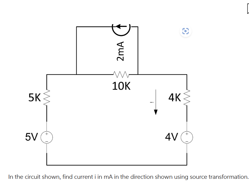 Solved In the circuit shown, find current i in mA in the | Chegg.com Solved In the circuit shown, find current i in mA in the | Chegg.com