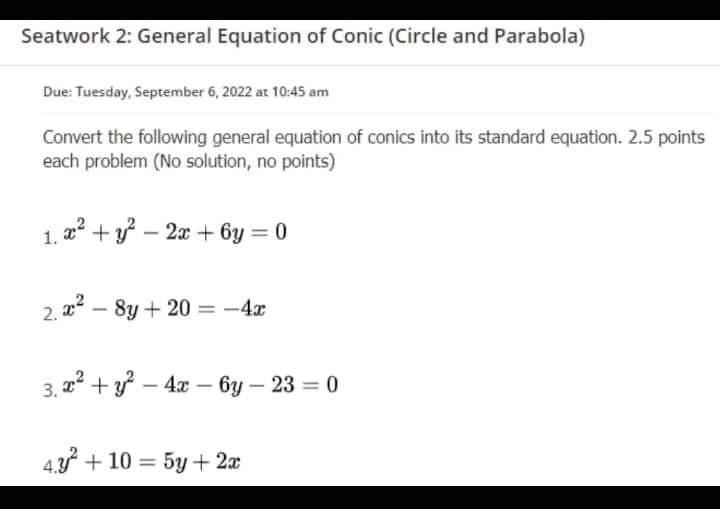 Solved Convert the following general equation of conics into | Chegg.com