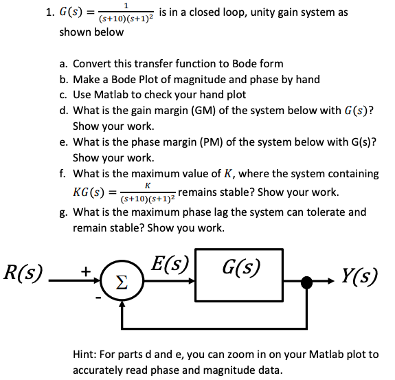 Solved M 2 is in a closed loop, unity gain system as 1. G(S) | Chegg.com Solved M 2 is in a closed loop, unity gain system as 1. G(S) | Chegg.com