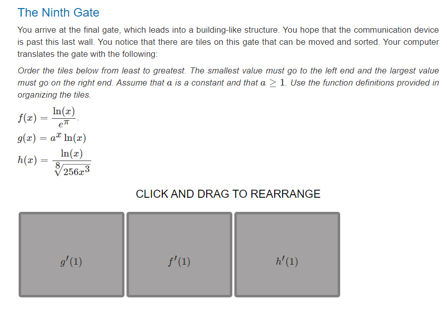 Solved The Ninth Gate You arrive at the final gate, which | Chegg.com