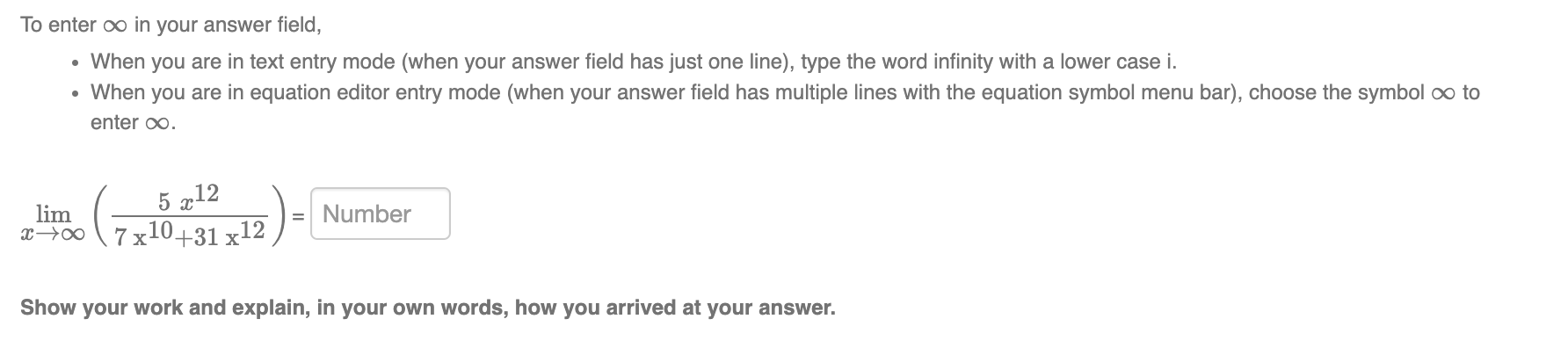 Solved To enter ∞ in your answer field, - When you are in | Chegg.com