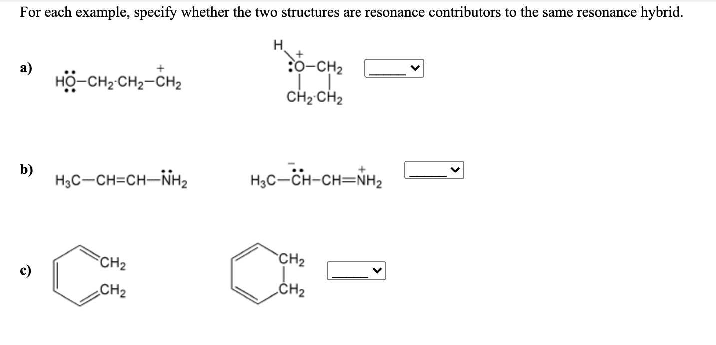 Solved For each example, specify whether the two structures | Chegg.com