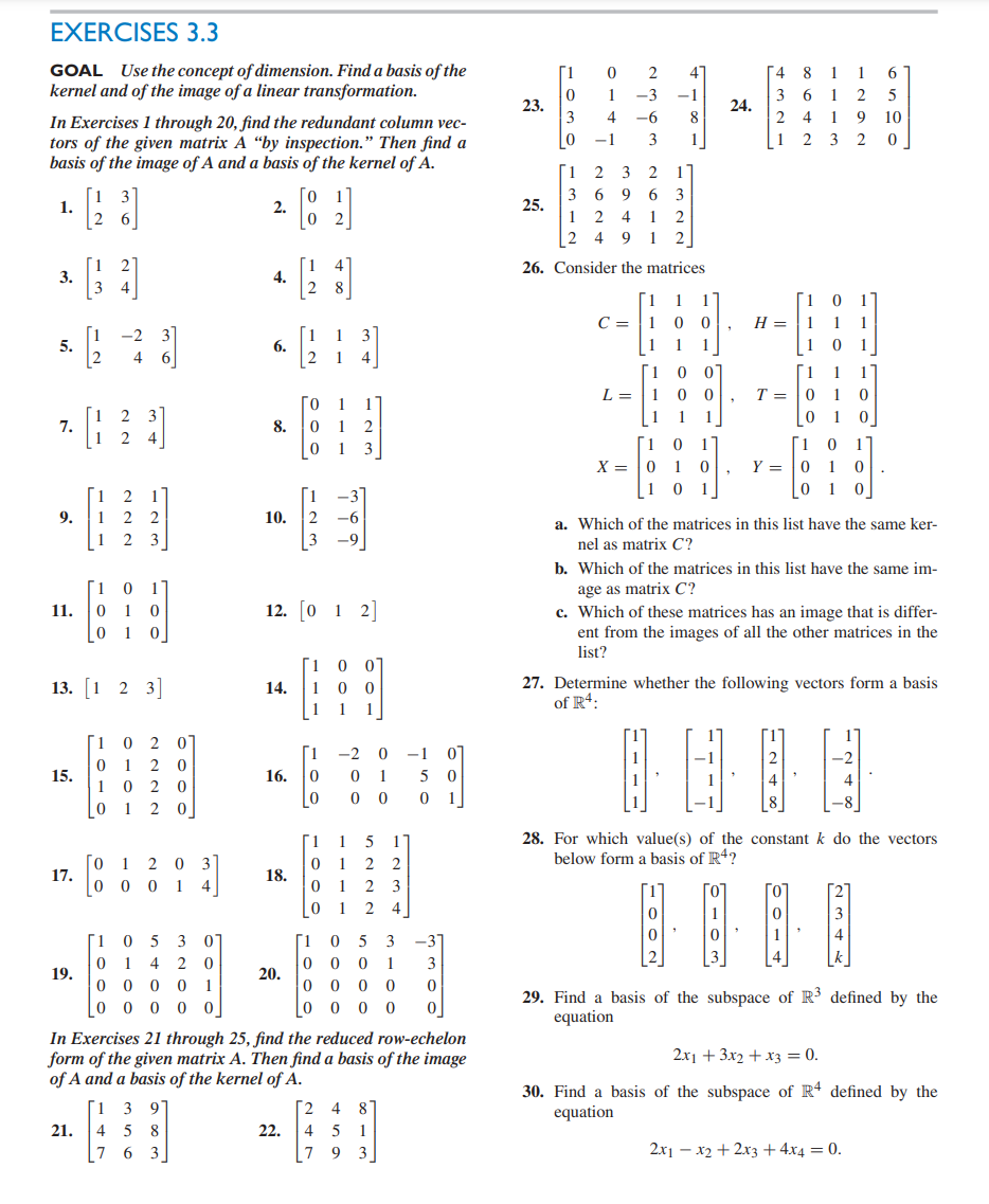 Solved GOAL Use the concept of dimension. Find a basis of | Chegg.com