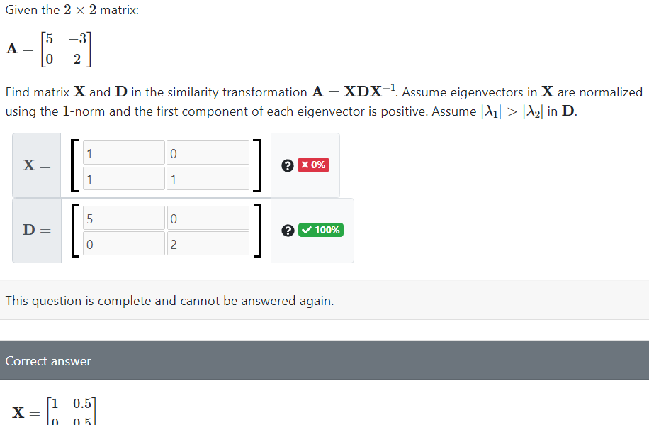 Solved Question 1: Similarity Transformation of a Matrix | Chegg.com