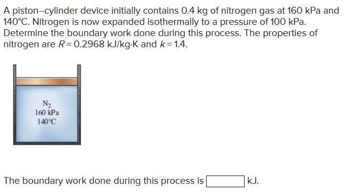 Solved A piston-cylinder device initially contains 0.4 kg of | Chegg.com