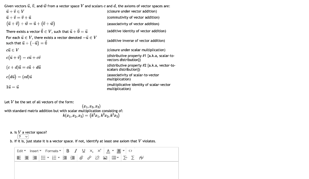 Given vectors u,v, and w from a vector space V and | Chegg.com