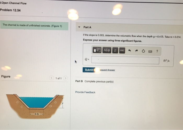 Solved Open Channel Flow Problem 12.54 The channel is made | Chegg.com