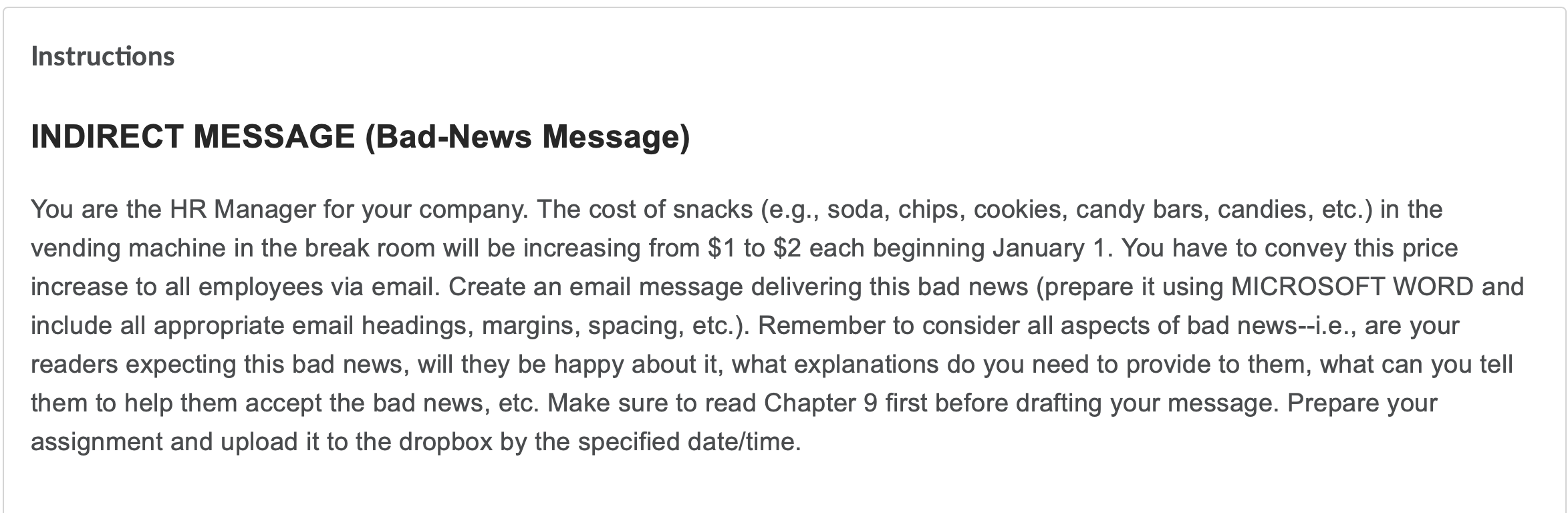 Solved Instructions INDIRECT MESSAGE (Bad-News Message) You | Chegg.com