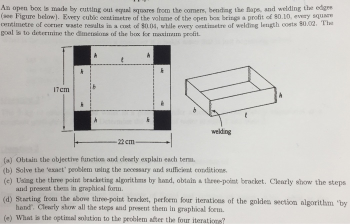 Solved An open box is made by cutting out equal squares from | Chegg.com