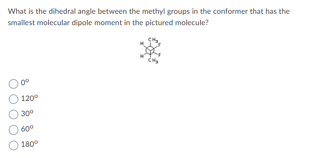 Solved What is the dihedral angle between the methyl groups | Chegg.com