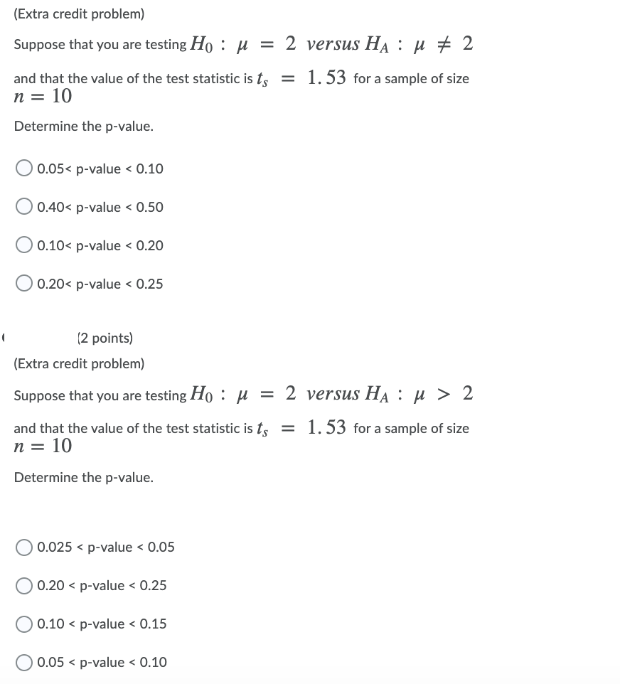 Solved (Extra credit problem) Suppose that you are testing | Chegg.com