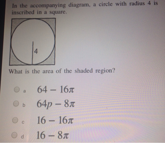 Solved In the accompanying diagram, a circle with radius 4 | Chegg.com