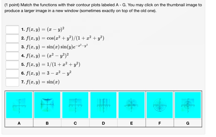 Solved (1 point) Match the functions with their contour | Chegg.com