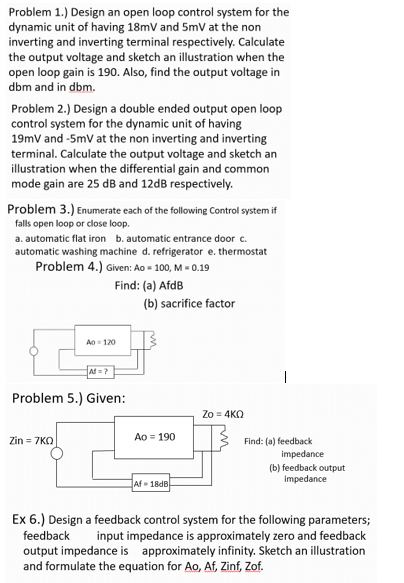 Problem 1.) Design an open loop control system for | Chegg.com